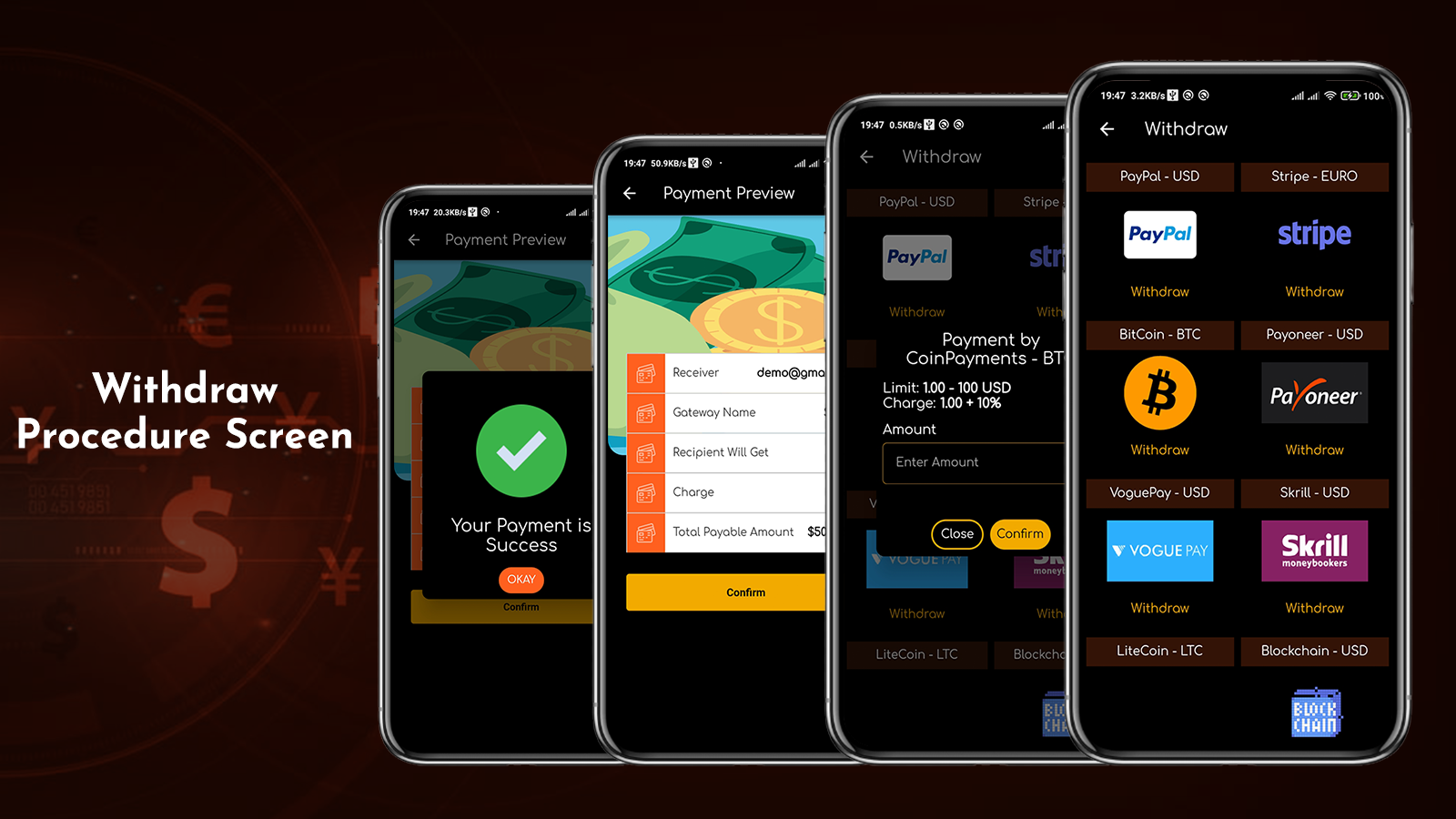MyCoin - Digital Coin Currency Wallet and Payment Gateway Flutter App UI Kit by AppDevsX
